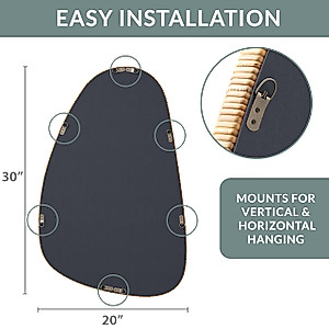 Barnyard Designs Rattan Bathroom Mirror – Rustic Farmhouse Style Handmade Wicker Rattan Frame - Boho Mirror for Nursery Wall Décor (20" x 30", Asymmetrical)