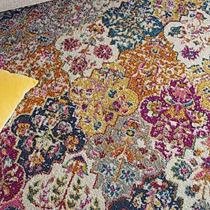 Nourison Passion Bohemian Multicolor 5'3" x 7'3" Area -Rug, Easy -Cleaning, Non Shedding, Bed Room, Living Room, Dining Room, Kitchen (5x7)