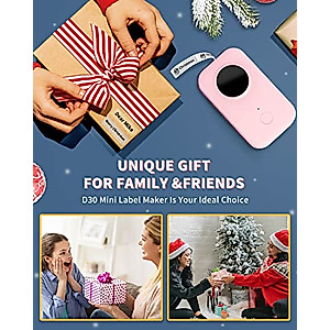 Memoqueen D30 Mini Label Printer - Portable Thermal Bluetooth Label Maker Machine with Tape,Small Sticker Printer Labeler Compatible with Phomemo D30 iOS&Android,for Home Office Organization,Pink