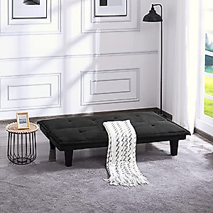 YUNLife&Home Modern Cozy Loveseat,Soft Upholstery Futon Sofa Daybed,Small Love Seat Recliner Couch for Living Room Office Apartment Compact Space Furniture Set,Solid and Easy to Assemble, Black 63.8"w