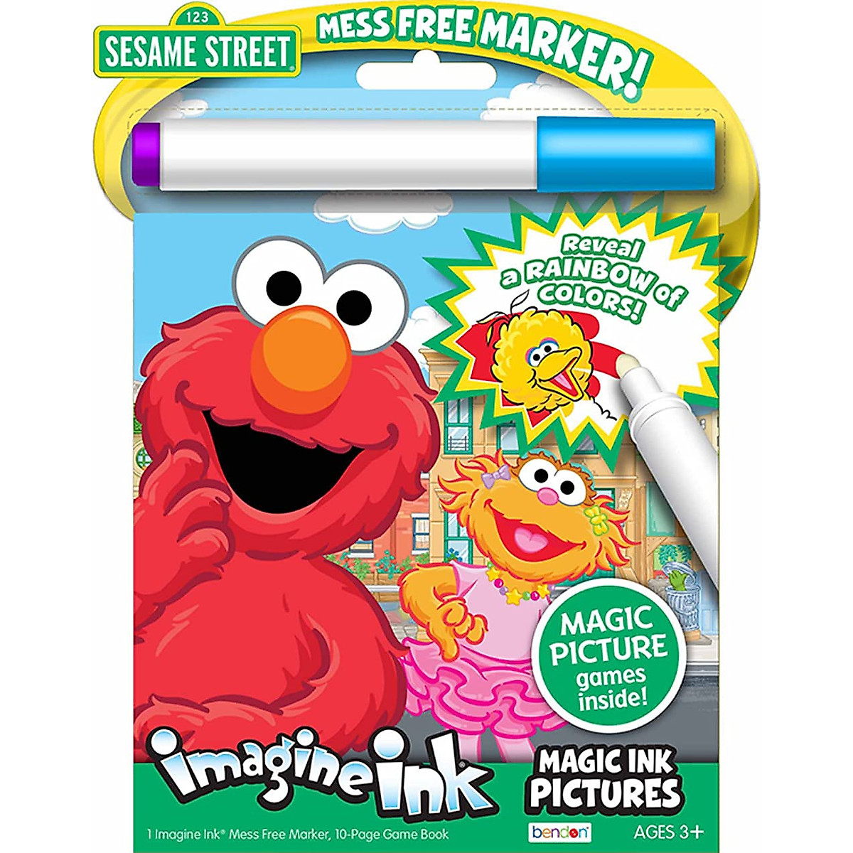 Sesame Street Elmo Imagine Ink | Sesame Street Coloring Book w/Mess Free Marker | Magic Ink Pictures and Game Book | Officially Licensed