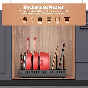 CENLEN Pull Out Pots and Pans Organizer Under Cabinet, Slide Out Pot Lid Organizers Inside Cabinet, Pull Out Lid Holder for Pots and Pans, Sliding Kitchen Cabinet Organizer (Black)