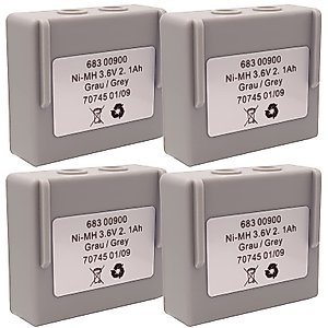 Zivases (4 Pack) 3.6V 2100mAh 2.1Ah Ni-Mh 68300900 Battery 683 00900 for HETRONIC Remote Control, Grey Battery