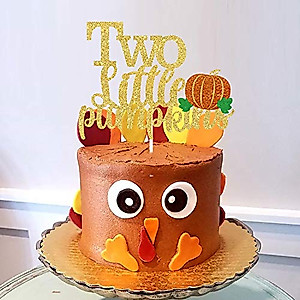 Two Little Pumpkins Cake Topper,Twins Birthday Cake Decor,Fall Twins Baby Shower,Baby Boys / Girls Little pumpkin Party Decorations