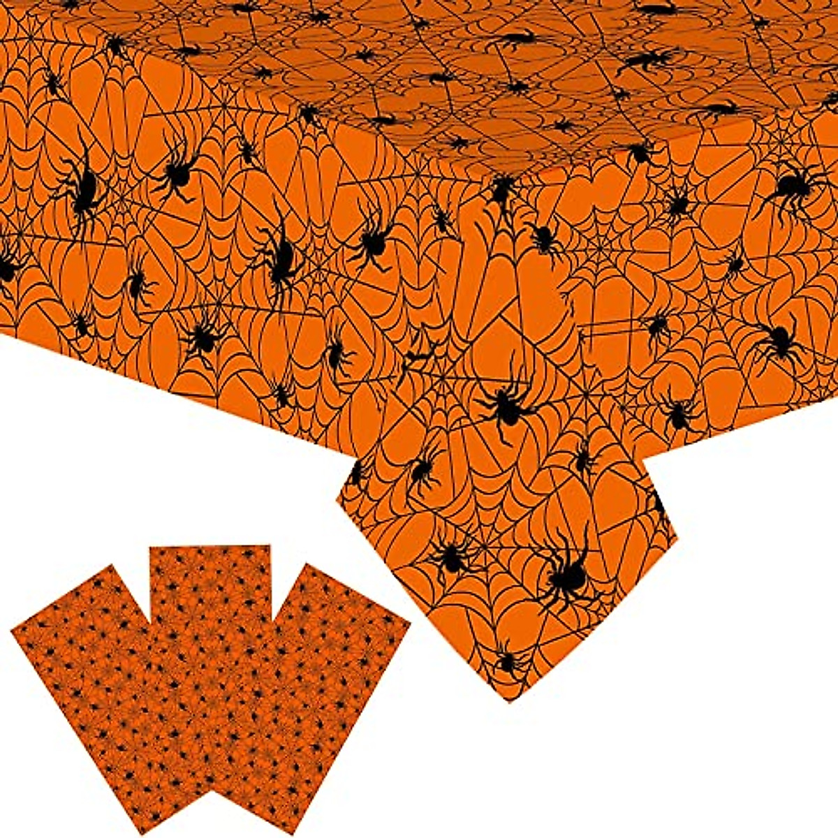 UOMNICUE Christmas Tablecloth 54 X 108Inch,Disposable Plastic Red White Christmas Trees Snowflakes Table Cover Christmas Theme Tablecloth for Christmas Holiday Party Decorations (3, Spider Web)