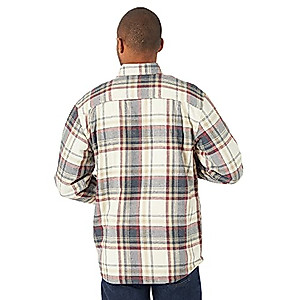 Wrangler Authentics Men's Long Sleeve Sherpa Lined Shirt Jacket, Light Beige Heather, Medium