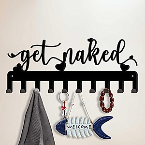 SUPERDANT Get Naked Metal Holder Bathroom Towels 10 Hooks Racks for Bathroom Pool Beach Towels Bathrobe Clothing Sandblasted Wall Mount Hanger Storage Organizer