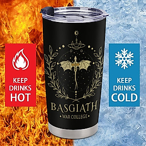 Fourth Dragon Tumbler Wing Empyrean Rider War College 20 oz Stainless Steel Insulated Tumblers with Lid and Straw Bookish Acotar Travel Coffee Mug Gifts
