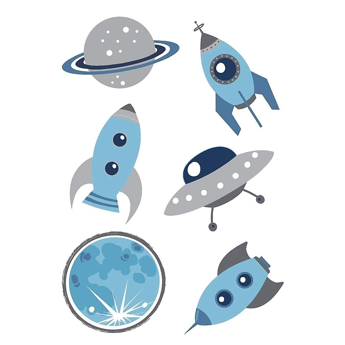 MISC Navy Kids Outer Space Comforter Set Full, Spaceship Bedding Galaxy Saturn Earth Planet Star Sun Rocket Stardust Spaceship Astronomy Themed Universe Outerspace Adventure Blue 4 Piece, Microfiber