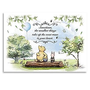 Classic Winnie Bear Baby Shower Backdrop Party Decorations Supplies for Boys Newborn Kids Blue Balloon and Friends Birthday Cake Table Banner Photo Studio Props Photography Background 7x5ft