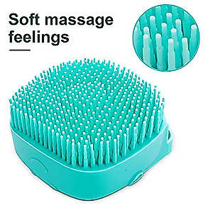 Molain Dog Cat Bath Brush Comb Silicone Rubber Dog Grooming Brush Silicone Puppy Massage Brush Hair Fur Grooming Cleaning Brush Soft Shampoo Dispenser (blue)