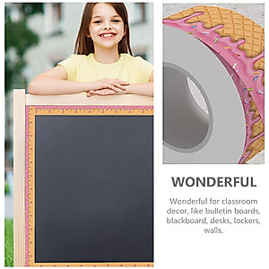 MAGICLULU 1 Roll Ice Cream Border Sticker Bulletin Board Decor Cream Decor Appliques Embellishments Ice Cream Border Paper Ice Cream Bulletin Trim Blackboard Border Sticker Desk Decorations