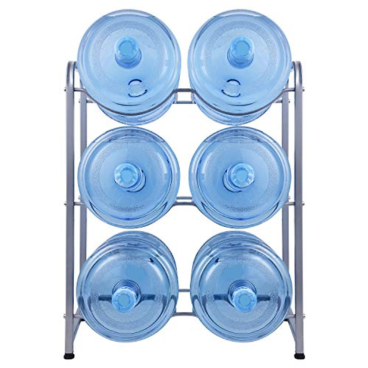 Ationgle 5 Gallon Water Cooler Jug Rack for 6 Bottles, 3-Tier Detachable Water Bottle Holder Heavy Duty Q235 Carbon Steel Water Jug Organizer with Floor Protection for Kitchen Office Home