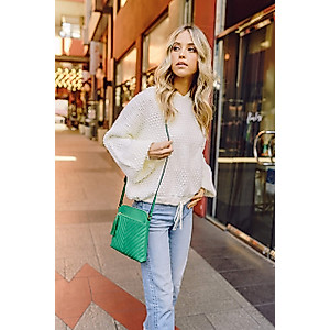 FashionPuzzle Chevron Quilted Medium Crossbody Bag with Tassel Accent (Yellow)