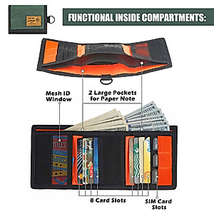 Rough Enough Boys Wallet for Teen Boys Kids Youth with Tactical Keychain Neck Lanyard Carabiner Army Green Canvas