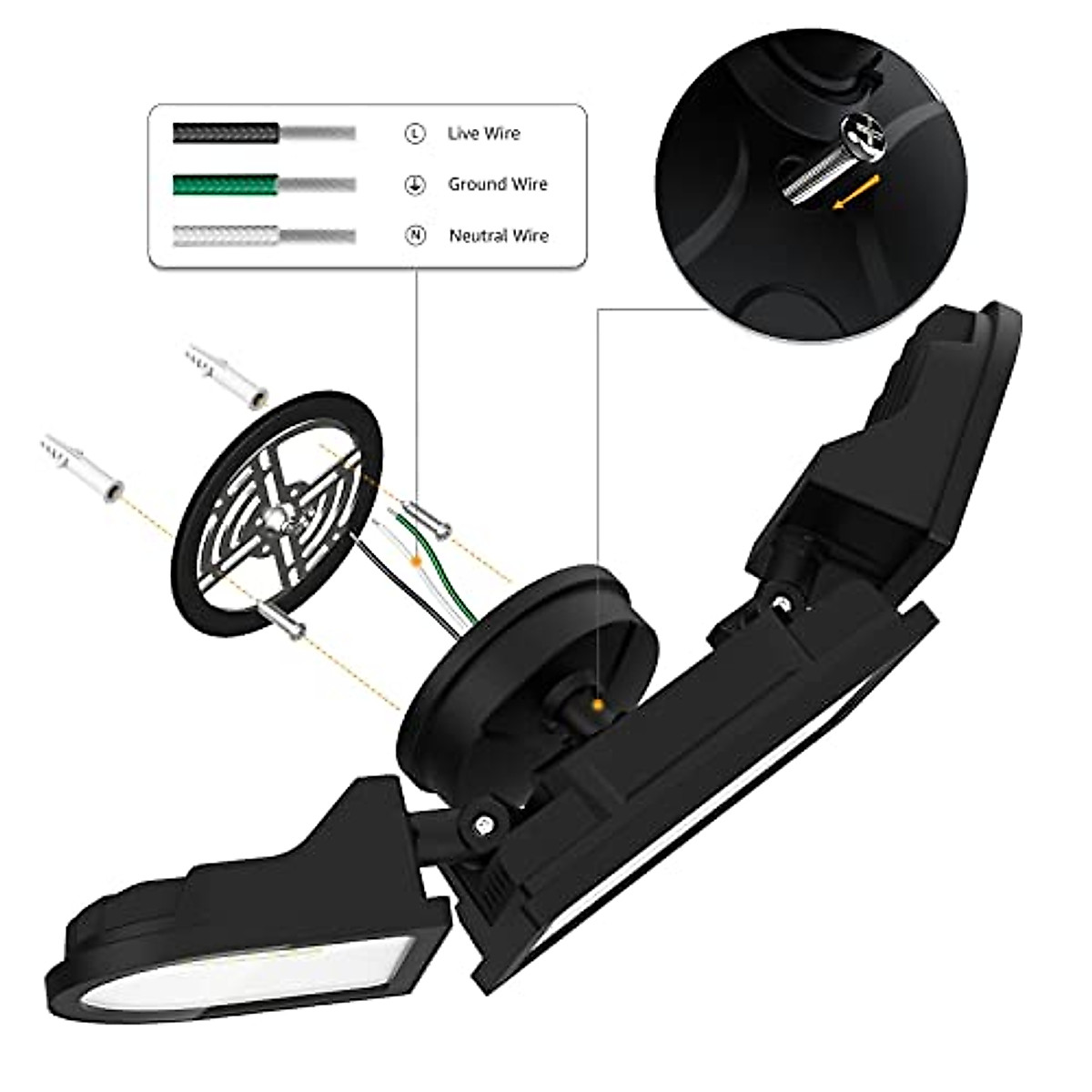 Onforu 100W Flood Lights Outdoor, 9000LM Super Bright LED Flood Light Outdoor Switch Controlled, IP65 Waterproof LED Exterior Floodlight with 3 Adjustable Head, 6500K White Outdoor Security Light