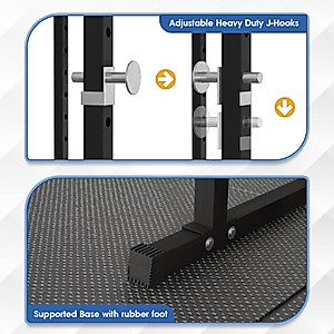 PayLessHere Multifunctional Squat Rack Power Cage with/Pull-Up Bar, J-Hooks, Safety Bars for Home Gym Use