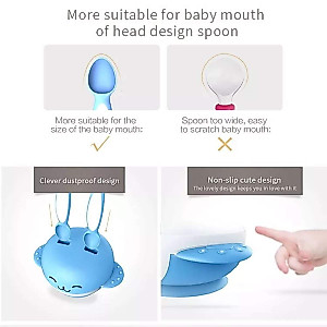 VoSinrly Baby Mate Suction Bowl for Toddlers with Fork & Spoon Set - Toddler Bowls with Suction and Lid - BPA Free Baby Feeding Set (Blue)