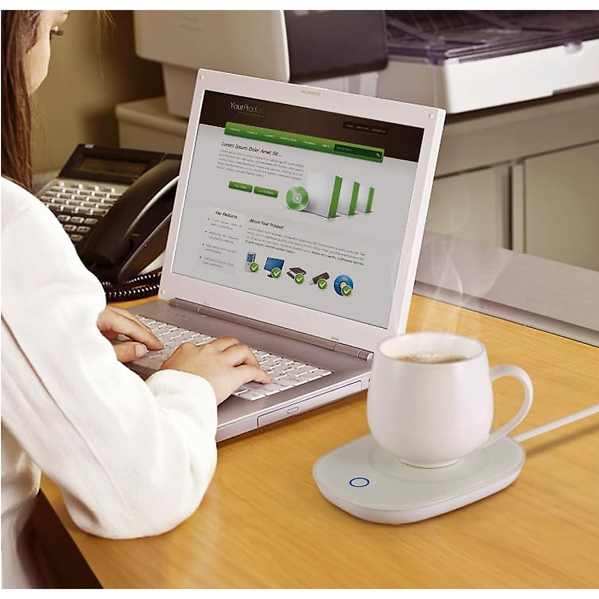 Coffee Mug Warmer Automatic Shut Off, Safely Cup Warmer for Coffee, Milk, Tea, Water, Beverage Warmers with Touch Screen Switch for Office/Home