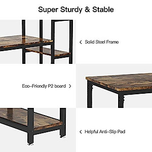 Dripex Computer Desk with 3 Storage Shelves - 41.73" Study Desk with Bookshelves, Compact Corner Desk Industrial Style Sturdy Writing Desk for Home Office Workstation,Rustic Brown