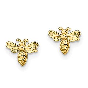 14K Yellow Gold Bumble Bee Post Earrings