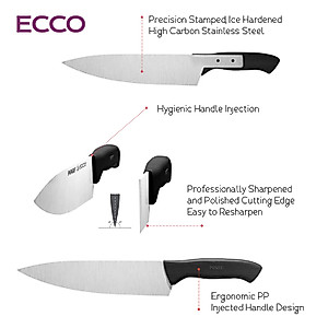 Ecco Bread Knife Large Sharp Stainless Steel Bread Knives Kitchen Knife (8.9" / 22.5cm Wide Bread Knife)