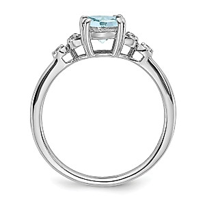 IceCarats 925 Sterling Silver Blue Aquamarine Diamond Ring Gemstone Band March Birthstone Jewelry Size 6