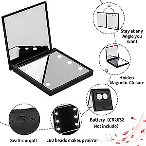 JMH Pocket Mirror, 1X/3X Magnifying Mirror with Light, LED Compact Travel Makeup Mirror, 2-Sided Handheld Folding Mirror, Purse Mirror, Portable, Small Lighted Compact Mirror for Gift