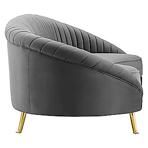 Modway Camber Channel Tufted Performance Velvet Sofa in Gray