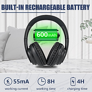 Retekess TA006 Wireless TV Headphones for Seniors,Wireless Headphones for TV,Power Display,No Lip-Sync Delay,Support Optical,Coaxial,AUX, RCA,TV Headphones with Charging Dock (Pack of 1)