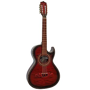 D'Luca Paracho 10-String Bajo Quinto Acoustic-Electric Right-Handed Tiger Red (DL-PQ1-EQ-TR)