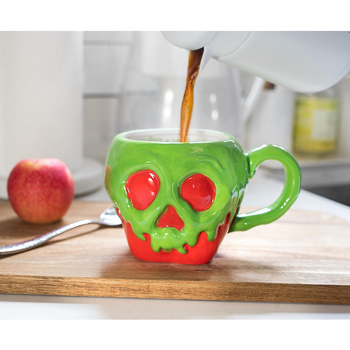 Disney Evil Queen Poison Apple Sculpted Ceramic Mug | Holds 20 Ounces
