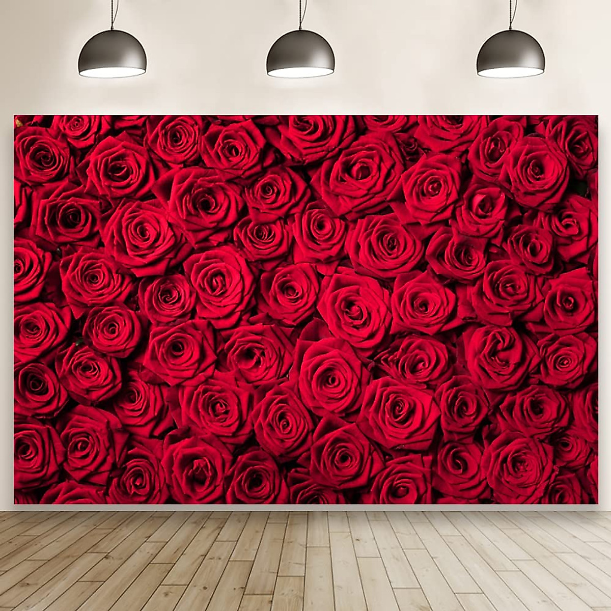Laeacco 10x8ft Red Rose Backdrop Flowers Rose Wall Background Valentines Day Backdrop Wedding Photo Booth Girls Birthday Decoration Bridal Shower Party Banner Lovers Portraits Video Props Wallpaper
