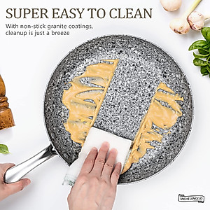MICHELANGELO Frying Pan Set with Lid, 10" & 12" Stone Frying Pan Set with 100% APEO & PFOA-Free Non-Stick Coating, Granite Skillet Set with Lid, Nonstick Frying Pans 2 Piece