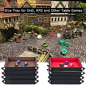 KISLANE Dice Tray 8 Pieces Folding Square Dice Tray, Felt Dice Tray Holder for DND, RPG, MTG and Other Board Games (Violet, Coffee, Green, Red, Rose Red, Gray, Yellow and Blue)