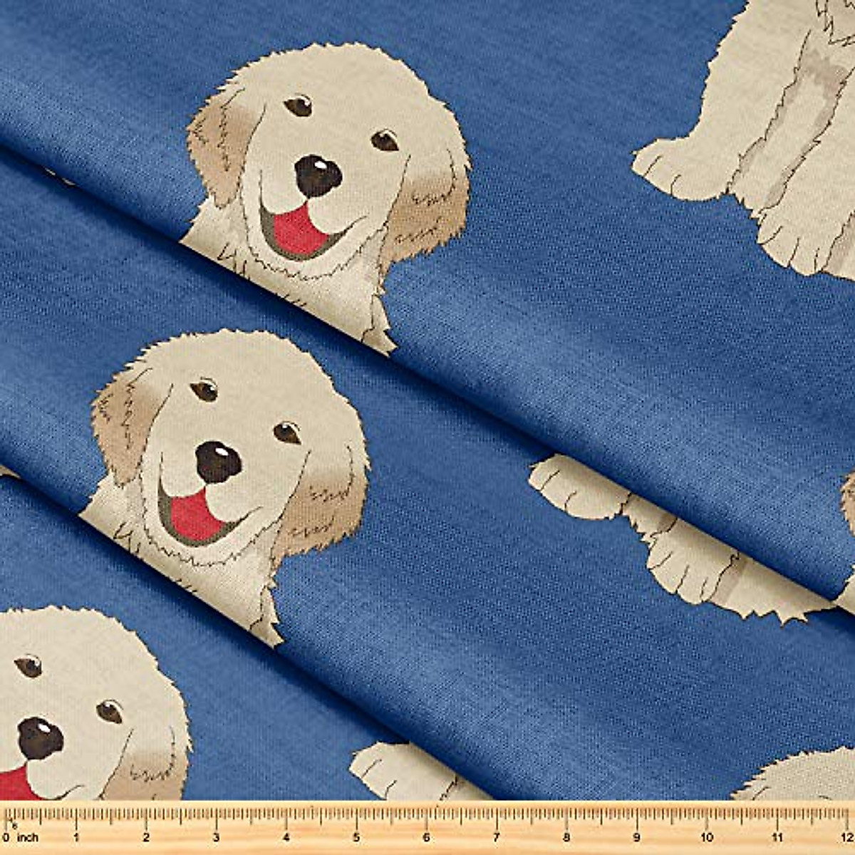 KoolSwitch Fabric by The Yard [ 58 inches x 1 Yard ] Decorative Fabric for Sewing Quilting Apparel Crafts Home Decor Accents (Labrador Golden Retriever Dog Pattern), Length = 1 Yard