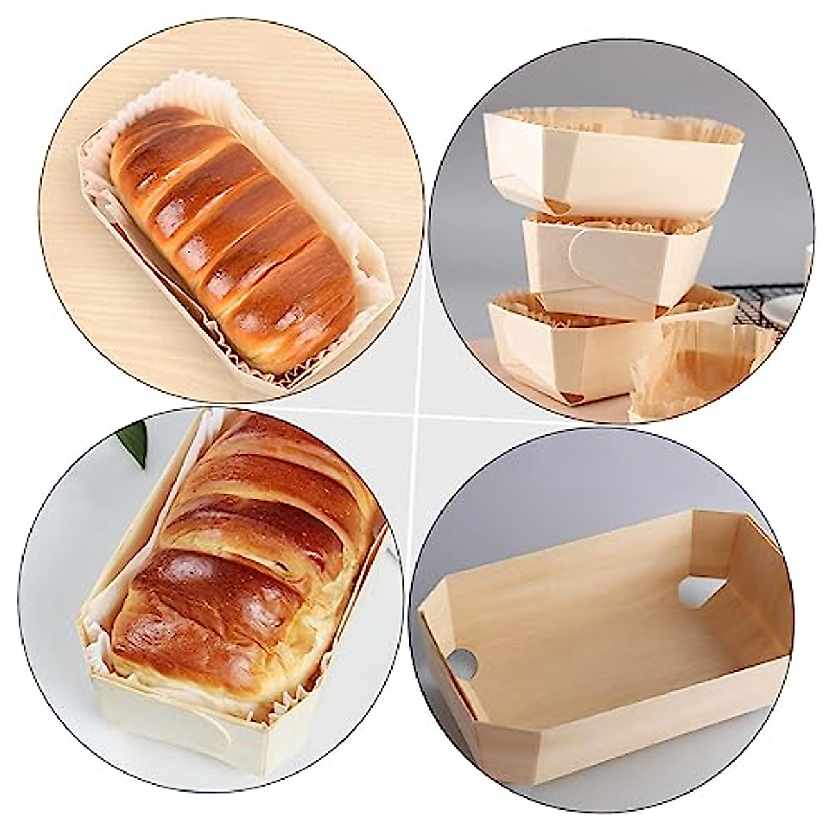 Hemoton 10pcs Wooden Toast Box Disposable Baking Pan Donut Mold Tray Mold Paper Bread Pan Toast Baking Pans Rectangular Bread Pan Western Dessert Mold Durable Cake Molds Oven Bakeware Food