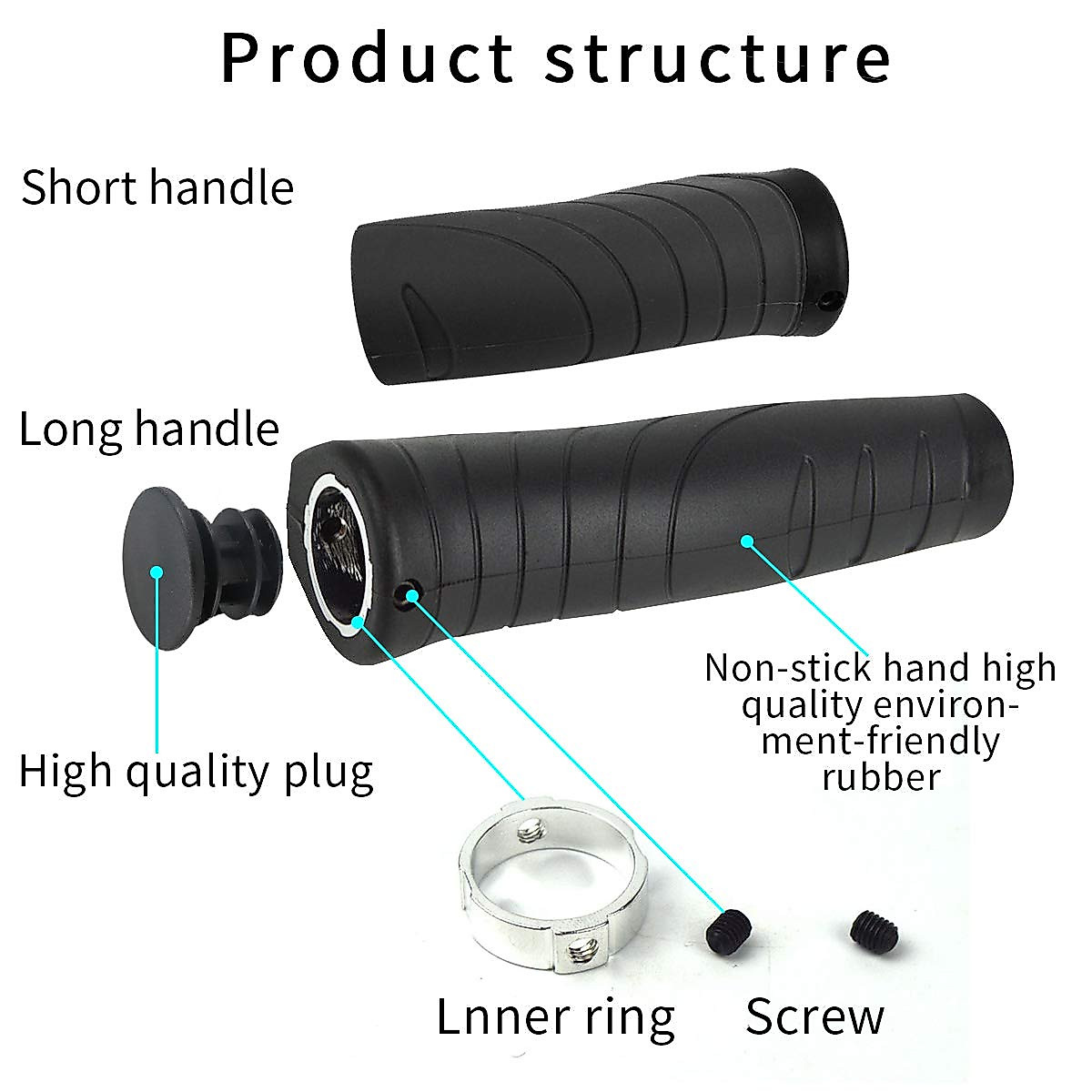 Allnice Bike Handlebar Grips Comfort Bike Grips Fit for 22.2mm Bicycle Handlebar (Black) (AB)