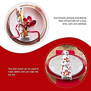 Hemoton Stocking Stuffers Christmas Dish Towel Absorbent Drying Gingerbread Man Dinner Tea Towels Xmas Holiday Table Dining Cotton Tea Towel Dish Cloth Napkin 70X50CM Red Napkins Paper