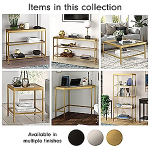 Henn&Hart 45" Wide Rectangular Rectangular Coffee Table in Brass, Modern Rectangular Coffee Tables for living room, studio apartment essentials