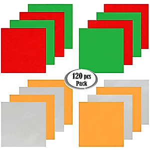 AnapoliZ Cellophane Sheets 120 pcs Pack | (12 x 12 inch) 4 Mix Colors 2.3 Mil | Translucent Holiday, Christmas Cello Sheets - Green, Red, Silver, Gold | Glossy Xmas Colors Sheets for Treats, Crafts