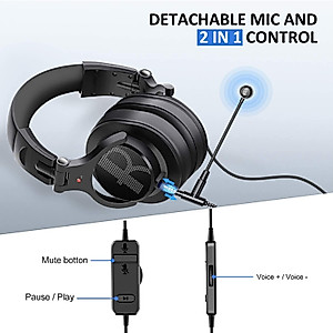 Prosonic DJ2XG Headsets with Boom Mic, Wired Over Ear Headphones for Business Meeting, Skype Zoom, PC Gaming,PS4, Xbox One, Discord, Podcast, Headset with SharePort & Volume Control (Blue)