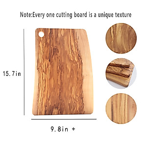 Ideaolives Natural Olive Wood Cutting Board, Rustic Serving Platter for Meat & Snack, Wooden Charcuterie Board Cheese Serving Tray, Handmade Decorative Cutting Board, Housewarming Gift (ZRB-M)