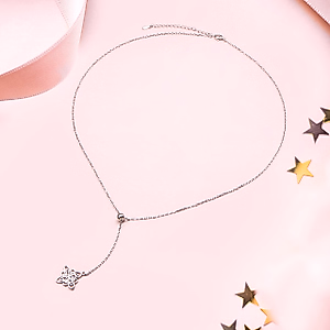 FLYOW 925 Sterling Silver Celtic Jewelry Witches Knot Pendant Adjustable Y Shaped Lariat Necklace for Women Christmas