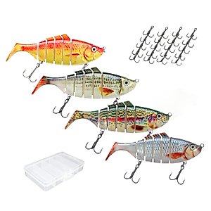 New Fishing Lures for Bass Salmon Trout, Multi Jointed Swimbait Slow Sinking Bionic Swimming Lures Bass Freshwater&Saltwater Lifelike Bass Lures Fishing Tackle,Fishing Gifts for Men (Color B+C+D+E)