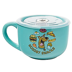 Silver Buffalo Scooby Doo Scooby Snacks Ceramic Soup Mug with Vented Plastic Lid, 24 Ounces