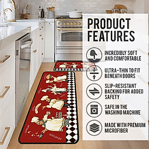 Fat Chef Rugs Kitchen Floor Mats for in Front of Sink, Fat Chef Kitchen Mats for Standing for Kitchen Decor 17"X30"+17"X47"