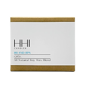 All-Natural Scented Soy Candle | Island Spa | A Fresh Blend of Eucalyptus and Citrus | Large 12 Ounce Three Wick Candle | Long burn time | includes Bamboo Lid and Gift Box | HHI Candles