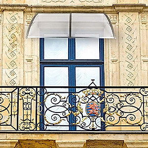 FCH Window Awning Door Canopy, 40" x 80" Window Awning Overhead Door Modern Polycarbonate Cover Outdoor Front Door Patio Canopy UV Rain Snow Sunlight Protection Hollow Sheet/Silver & Gray