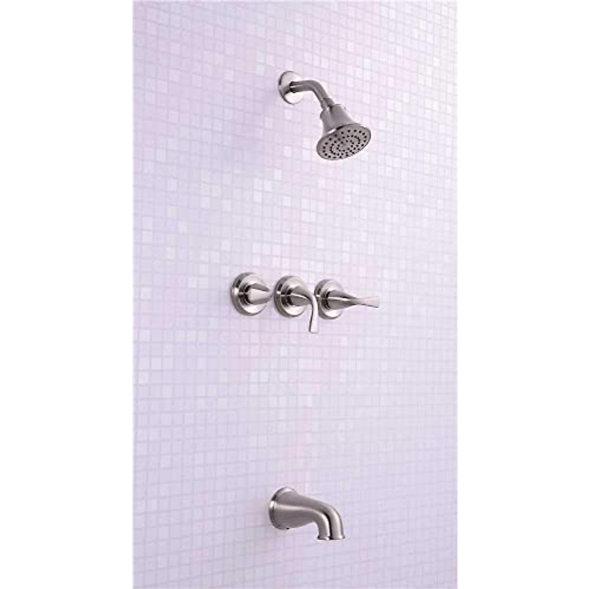 Premier 3552595 Sanibel Three-Handle Tub & Shower Faucet, Brushed Nickel, 7.48" x 7.48" x 7.48"